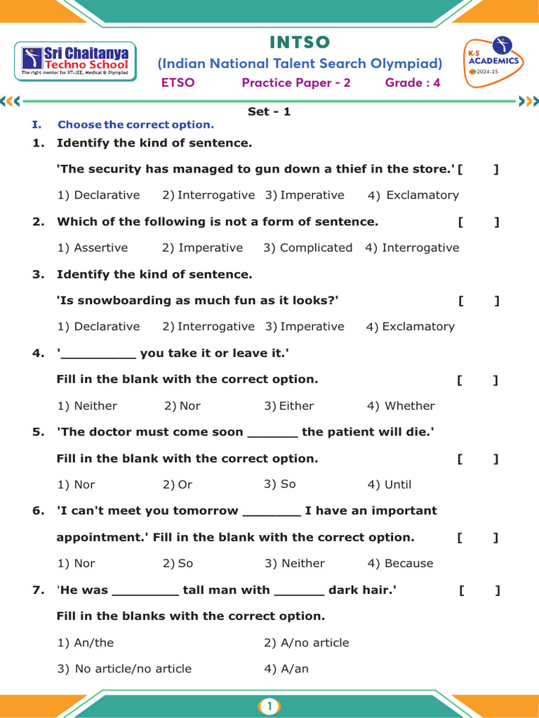 ETSO GRADE 4 SET -1 | PDF | Noun | Linguistic Morphology