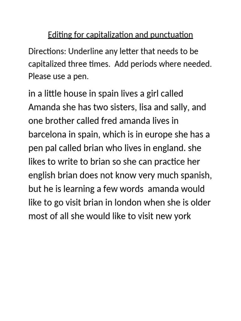 Editing for Capitalization and Punctuation | PDF