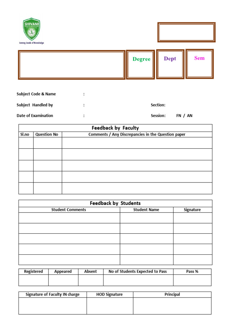 Question Paper Feedback Form 2024 | PDF