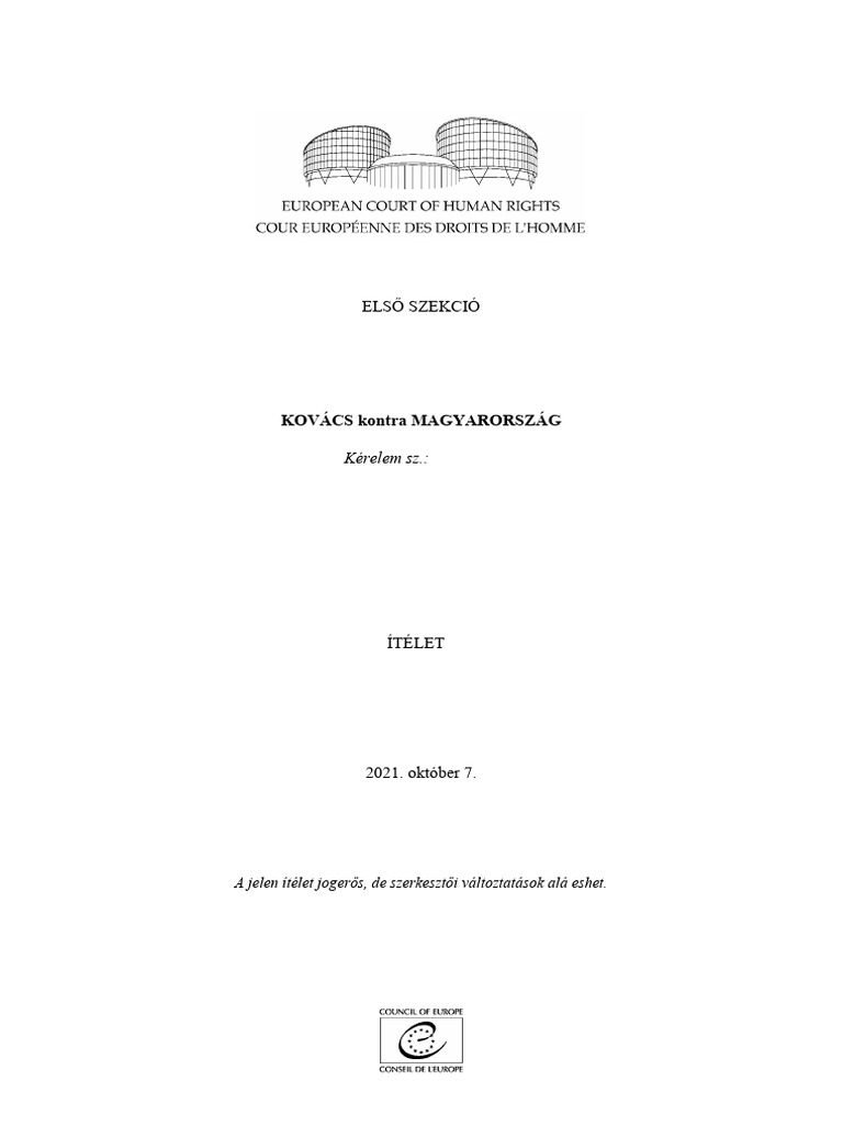 KOV CS (2) Kontra Magyarorsz G | PDF