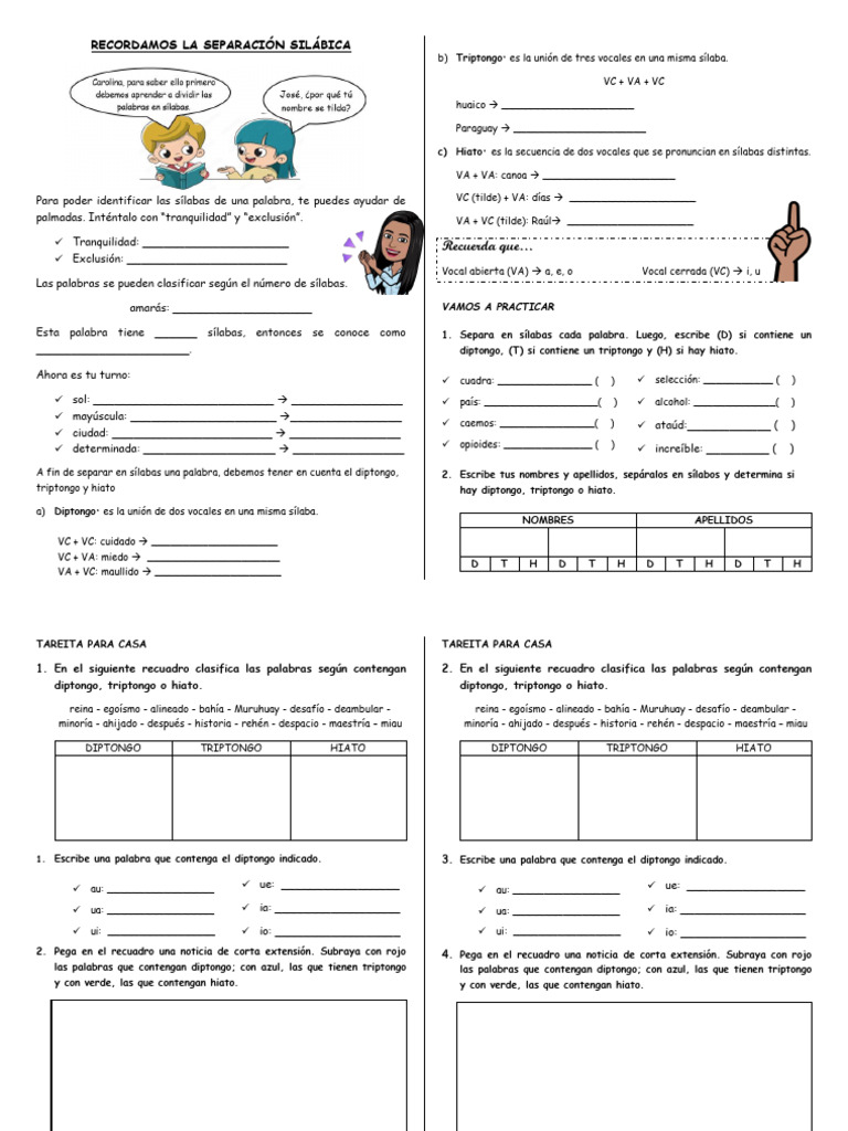 Separación Silábica y Clasificación | PDF | Fonología | Lingüística
