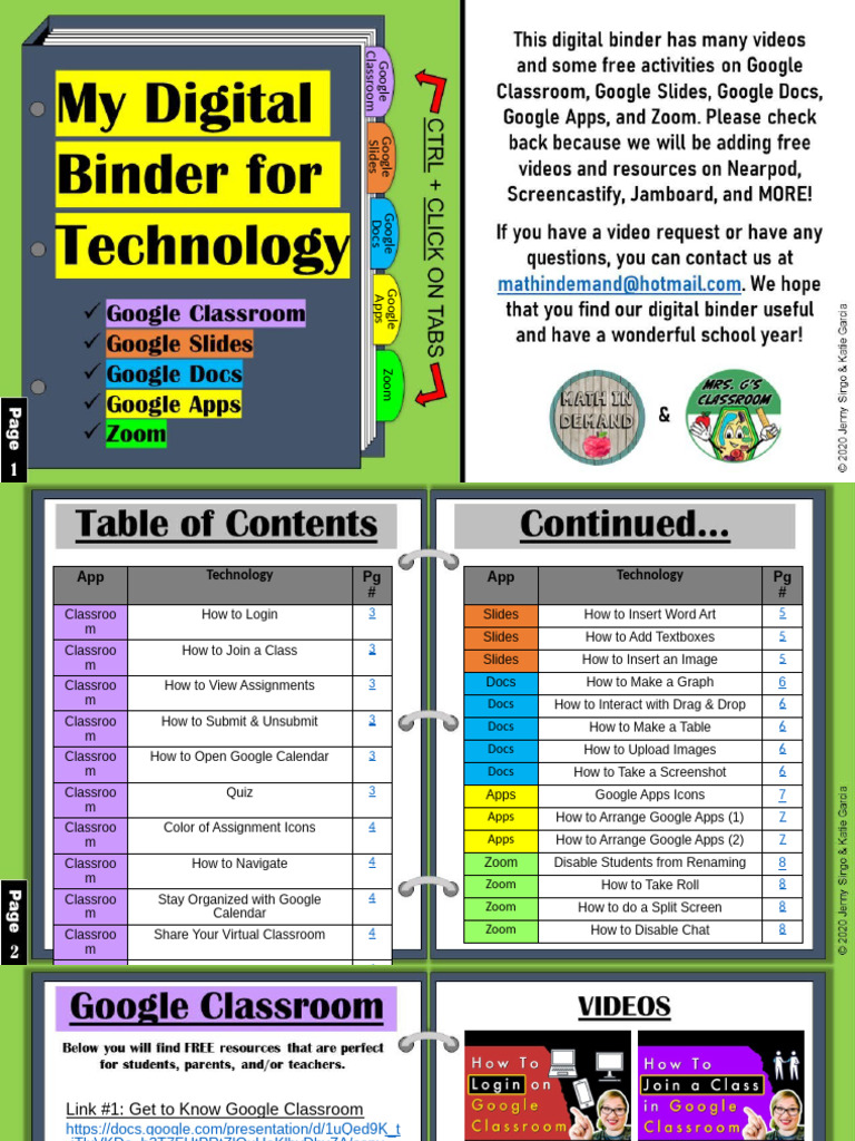 Digital Binder for Technology | PDF | Classroom | Web Portals