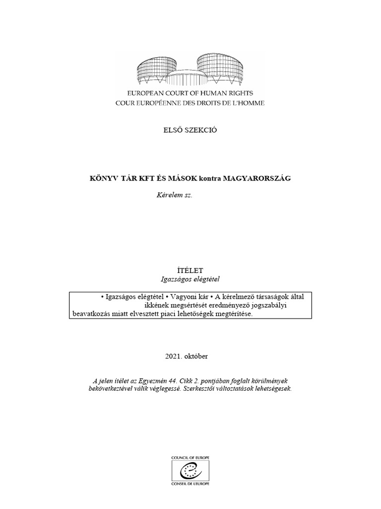 K"nyv-T R Kontra Magyaraorsz G | PDF