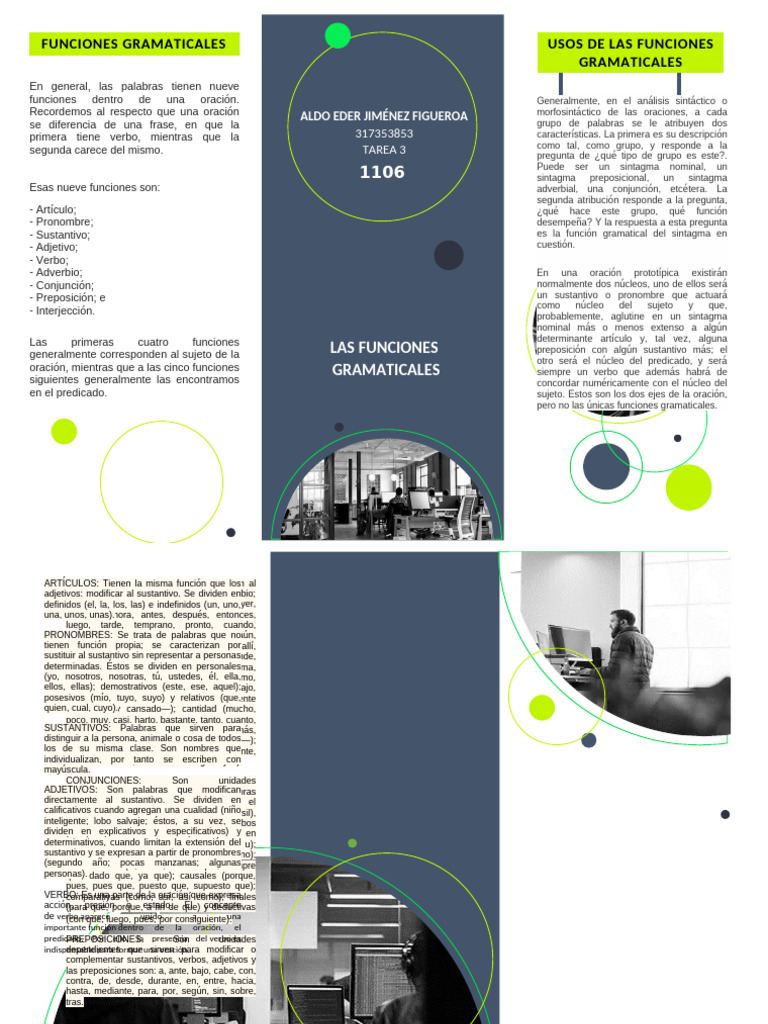 Funciones Gramaticales - Tríptico | PDF | Adverbio | Oración (Lingüística)