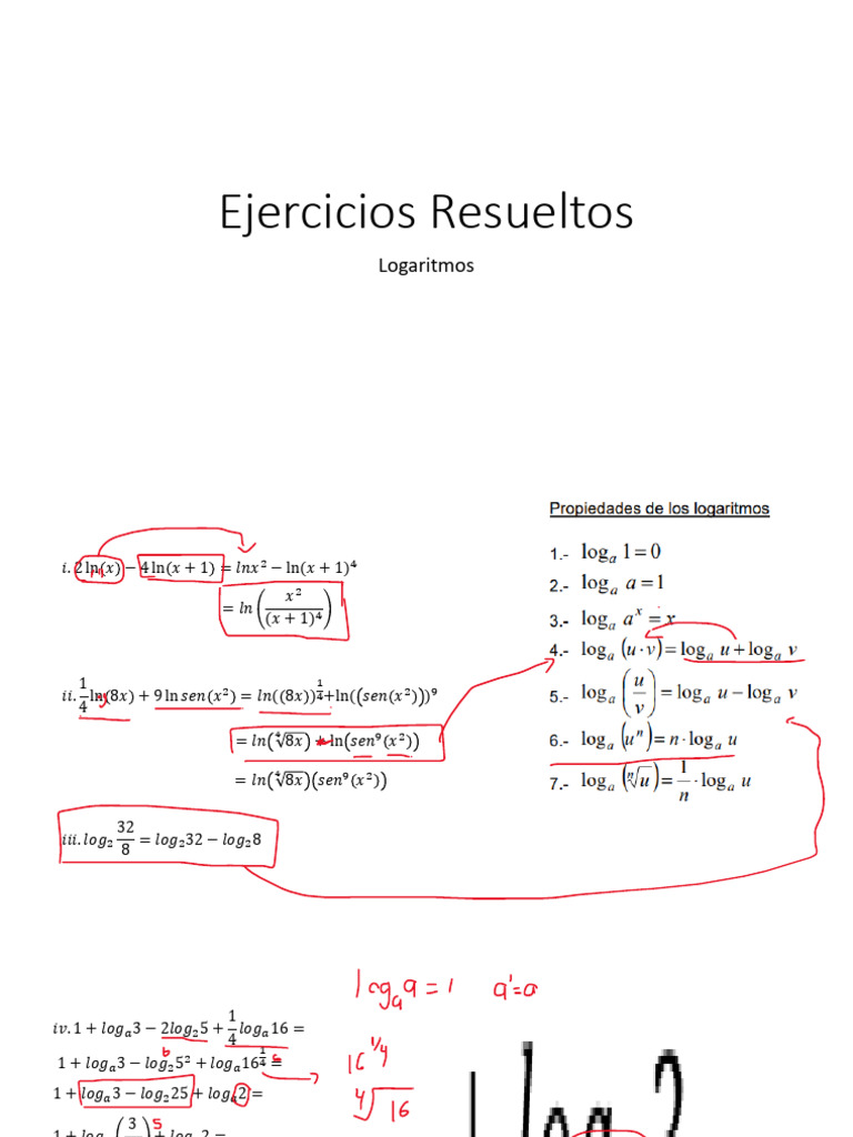 Ejercicios Resueltos - Logaritmos | PDF