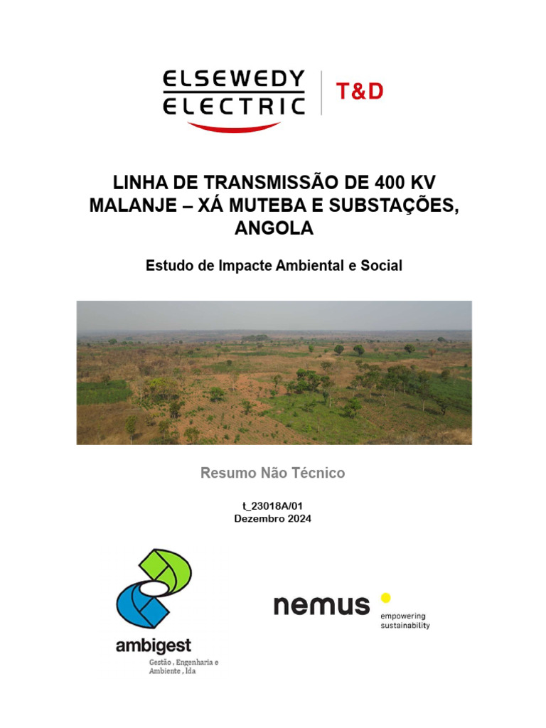 Estudo de Impacte Ambiental: Malanje-Xá Muteba | PDF | Transmissão de ...