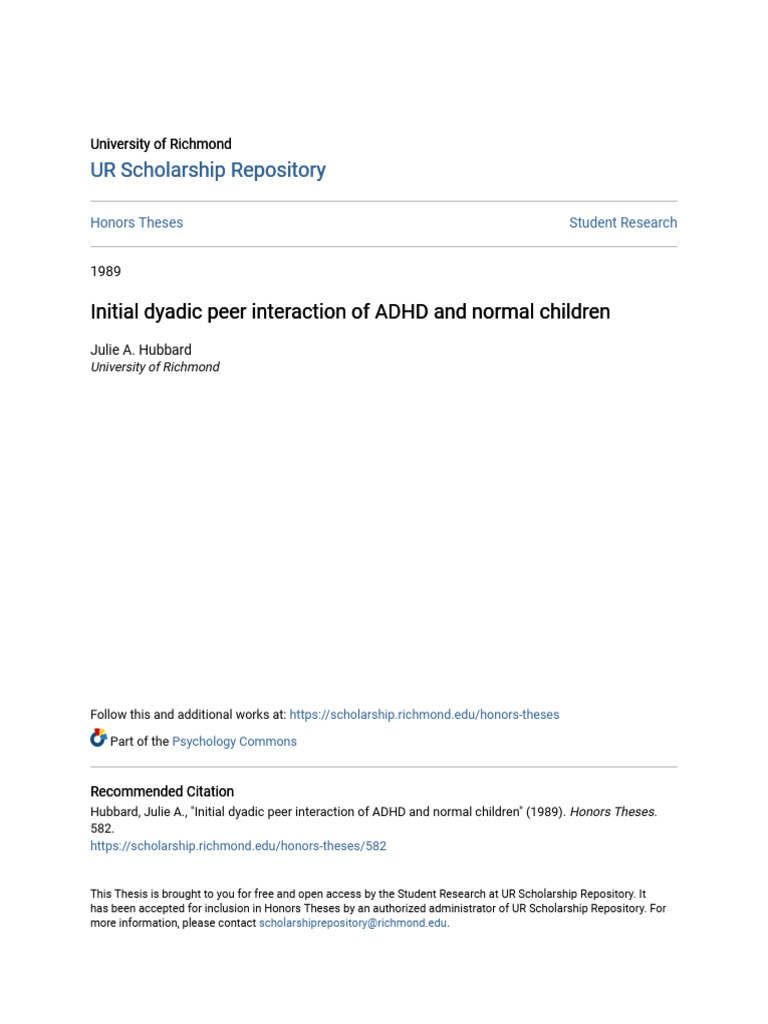 ADHD Peer Interaction Study | PDF | Attention Deficit Hyperactivity Disorder | Behavioural Sciences