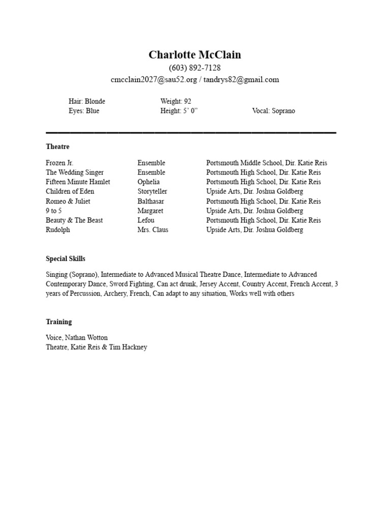 Charlotte McClain Resume | PDF