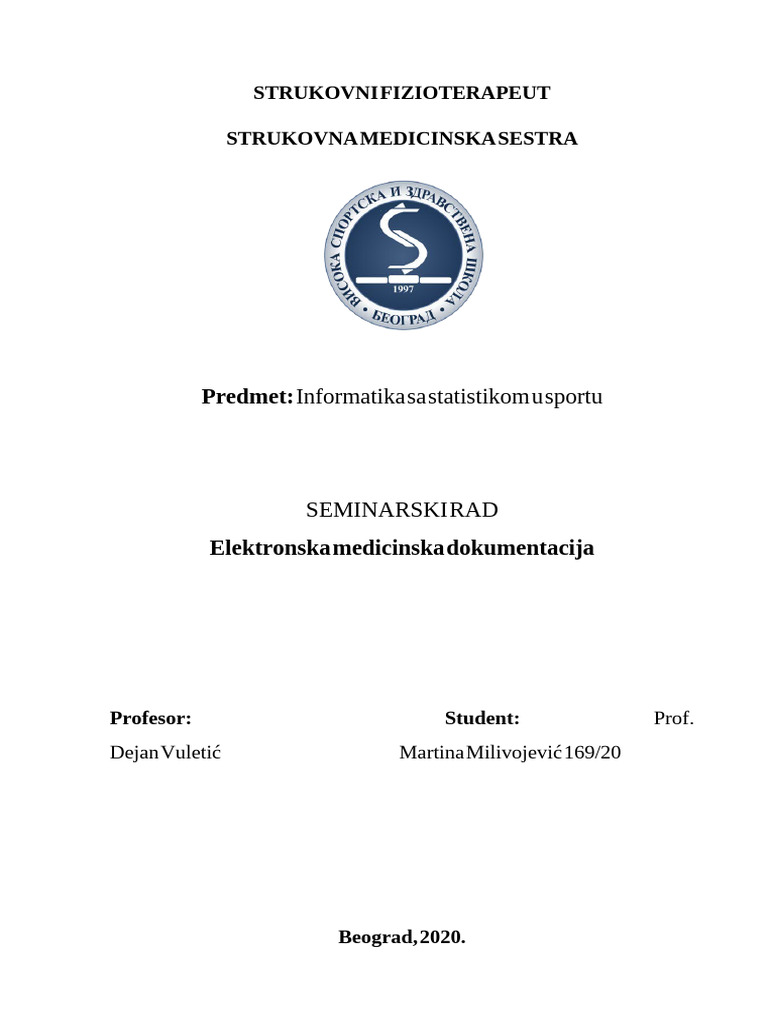 Elektronska Medicinska Dokumentacija | PDF