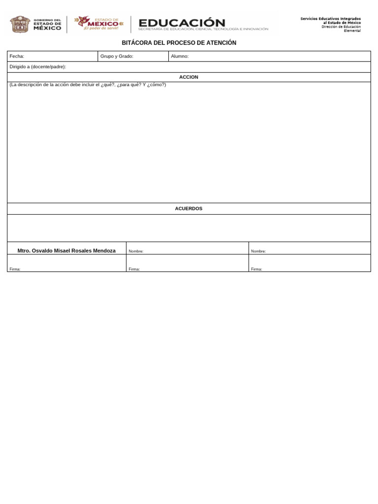 Bitácora de Atención Educativa EM | PDF