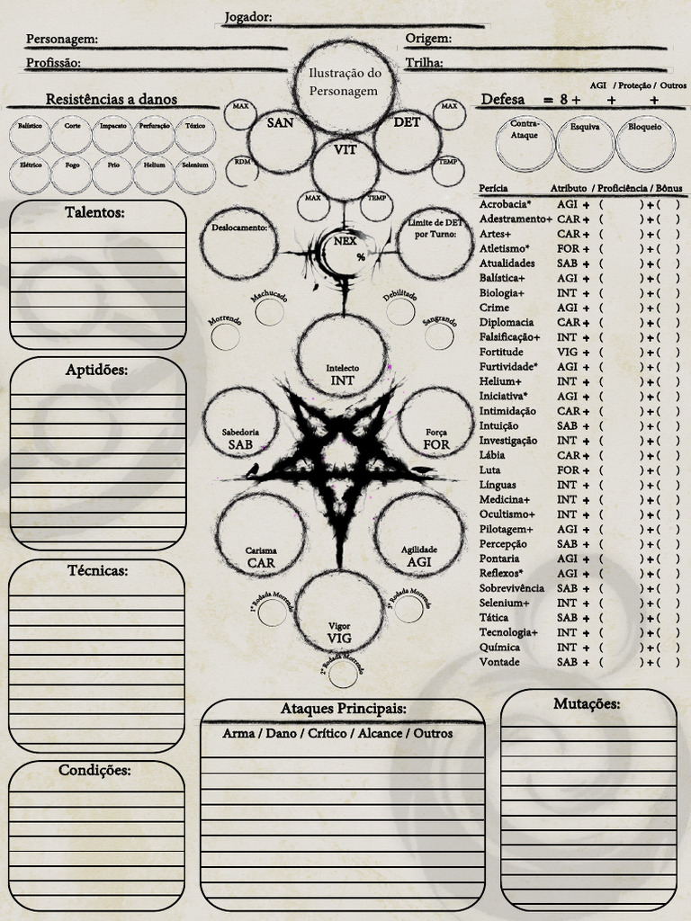 Ficha de Personagem - Mythos RPG | PDF