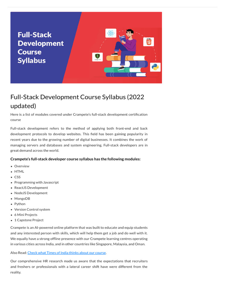 Full Stack Developer Course Syllabus (2022 Updated) | PDF | Html | Html ... Full Stack Developer Course Syllabus (2022 Updated) | PDF | Html | Html ...