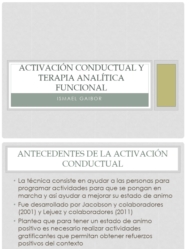 Activación Conductual y Terapia Funcional | PDF | Depresión (estado de ...