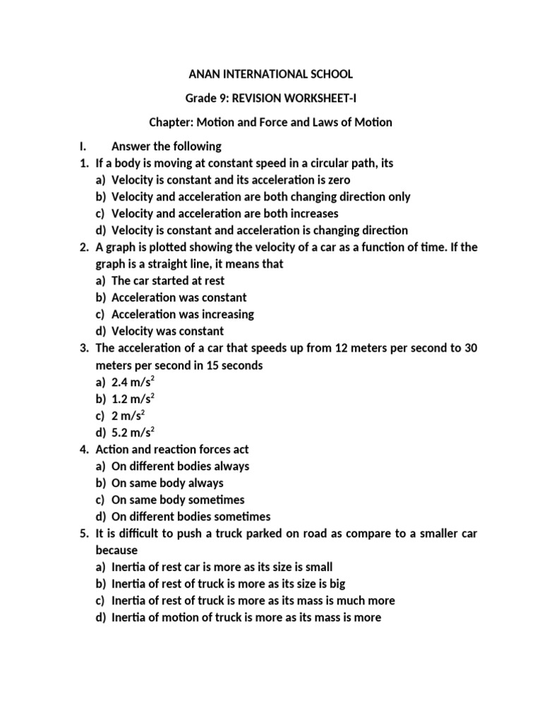 Grade 9 Revision WK 1 | PDF | Acceleration | Velocity