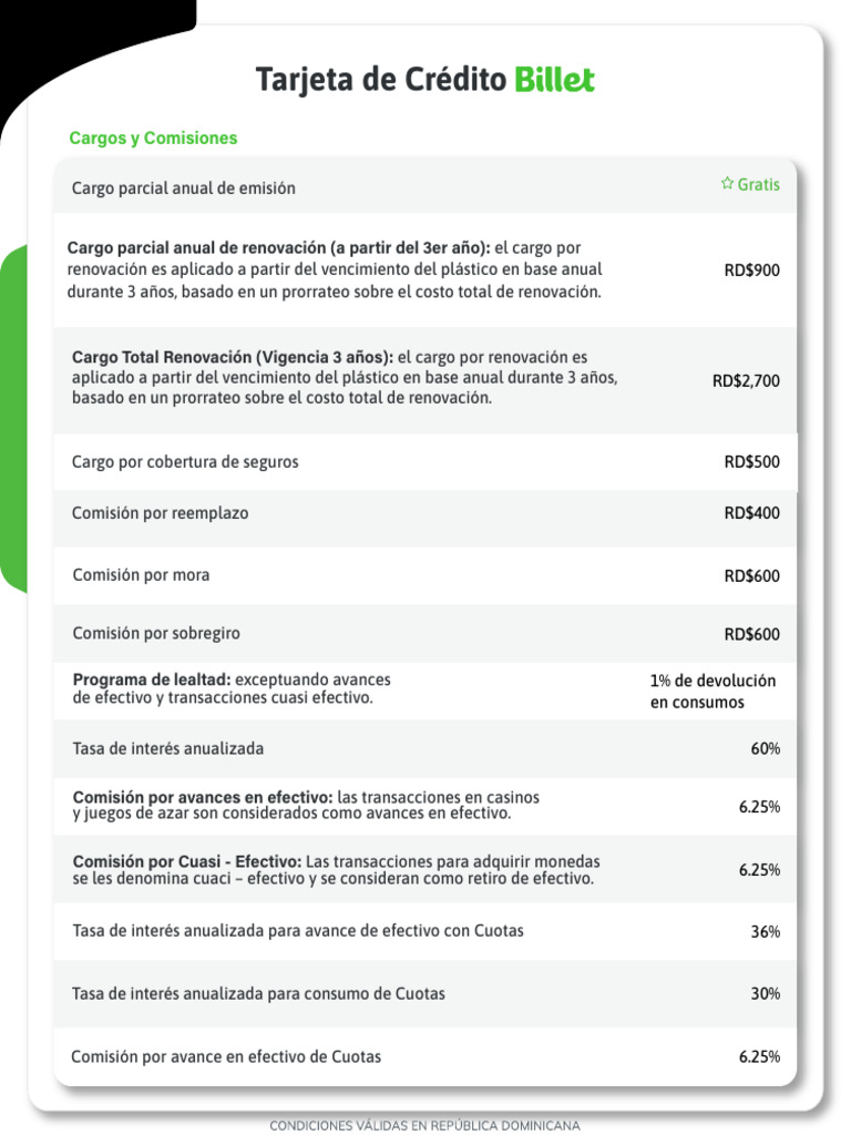 Tarifas TC Billet | PDF