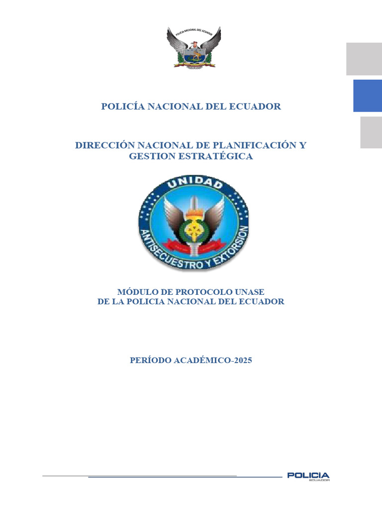 Protocolo UNASE Policía Ecuador 2025 | PDF | Crímenes | Crimen y violencia