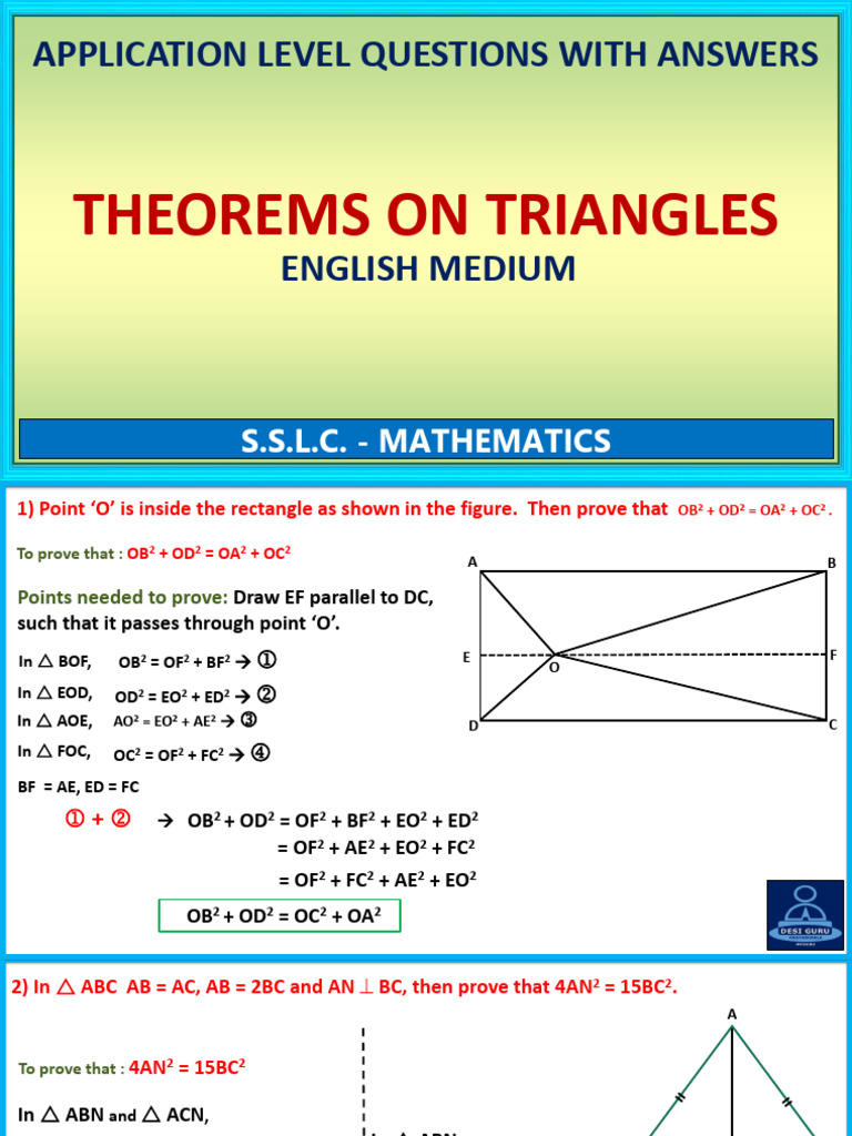 Triangle Theorems and Proofs Guide | PDF | Area | Geometric Shapes