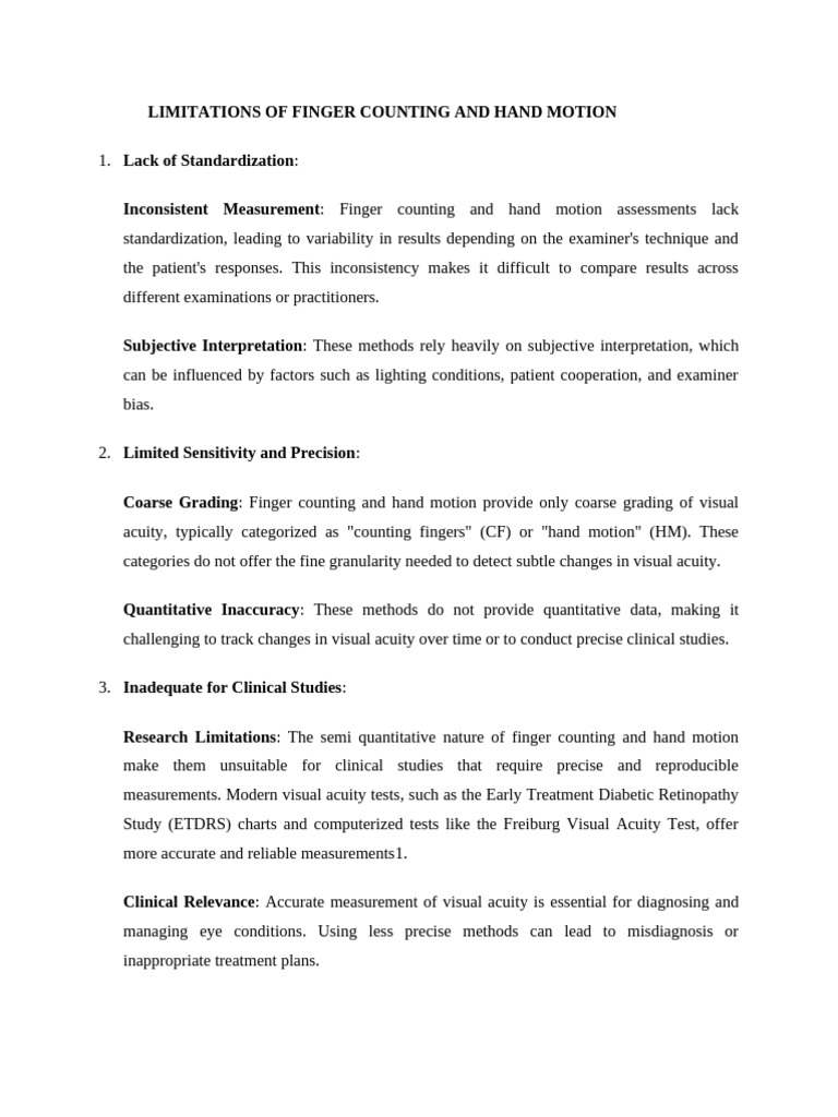 Limitations of Finger Counting and Hand Motion | PDF | Visual Acuity ...