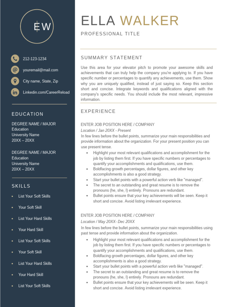 Resume Template Ella | PDF | Résumé