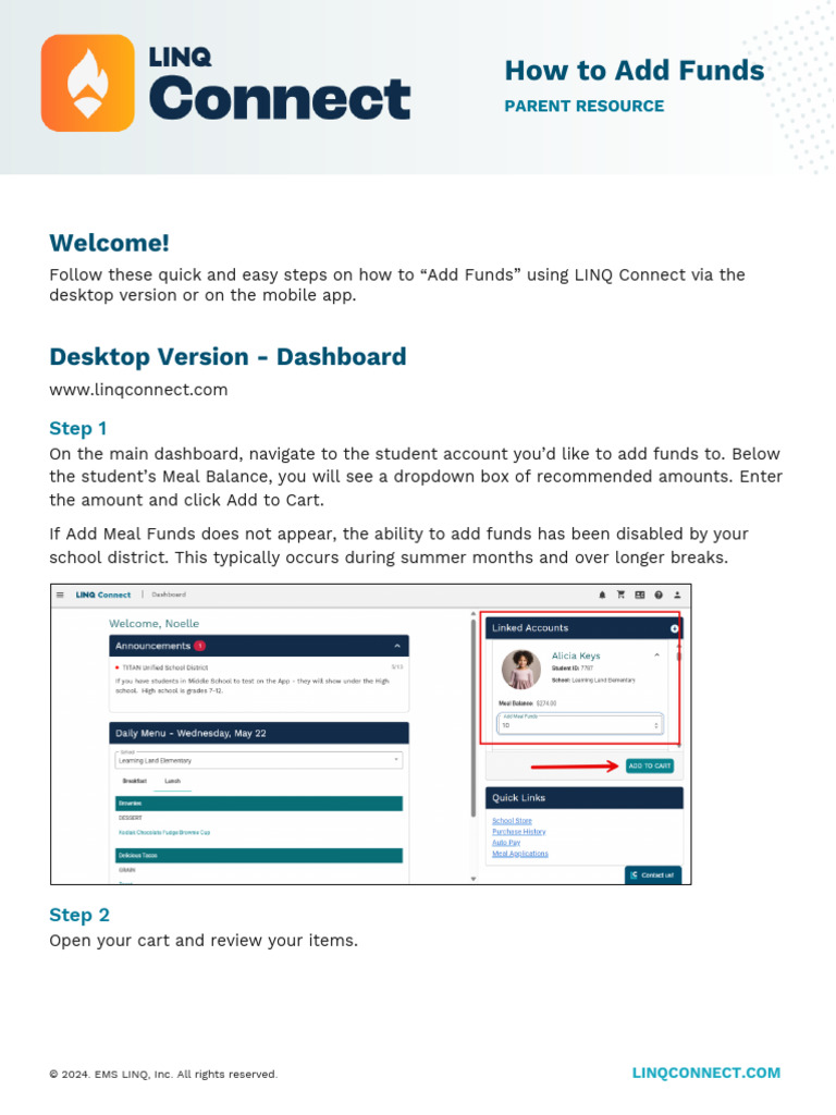 How To Add Funds Linq Connect | PDF