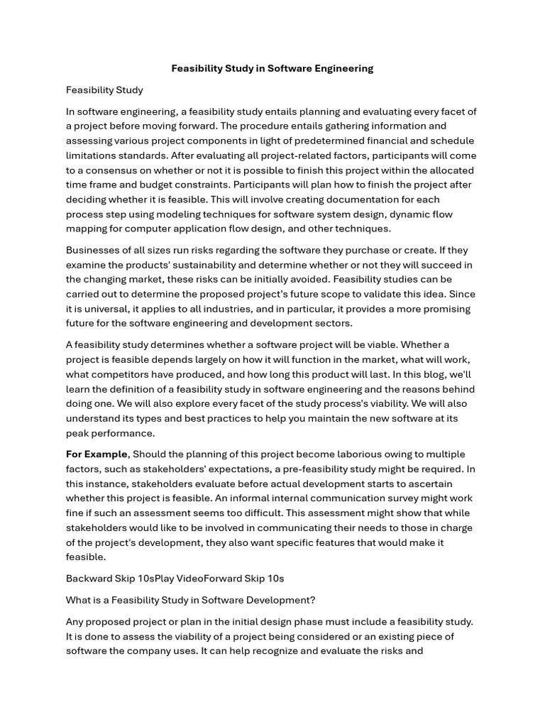Feasibility Study in Software Engineering | PDF | Feasibility Study | Software Development