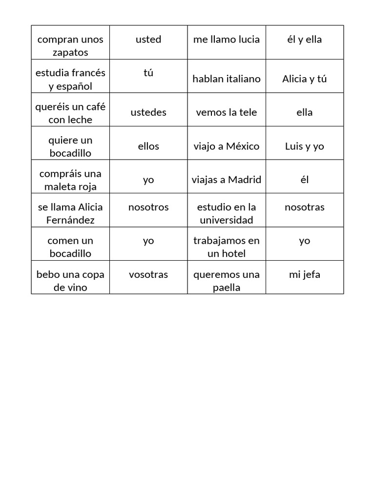 Domino Verbos Muy Basico | PDF