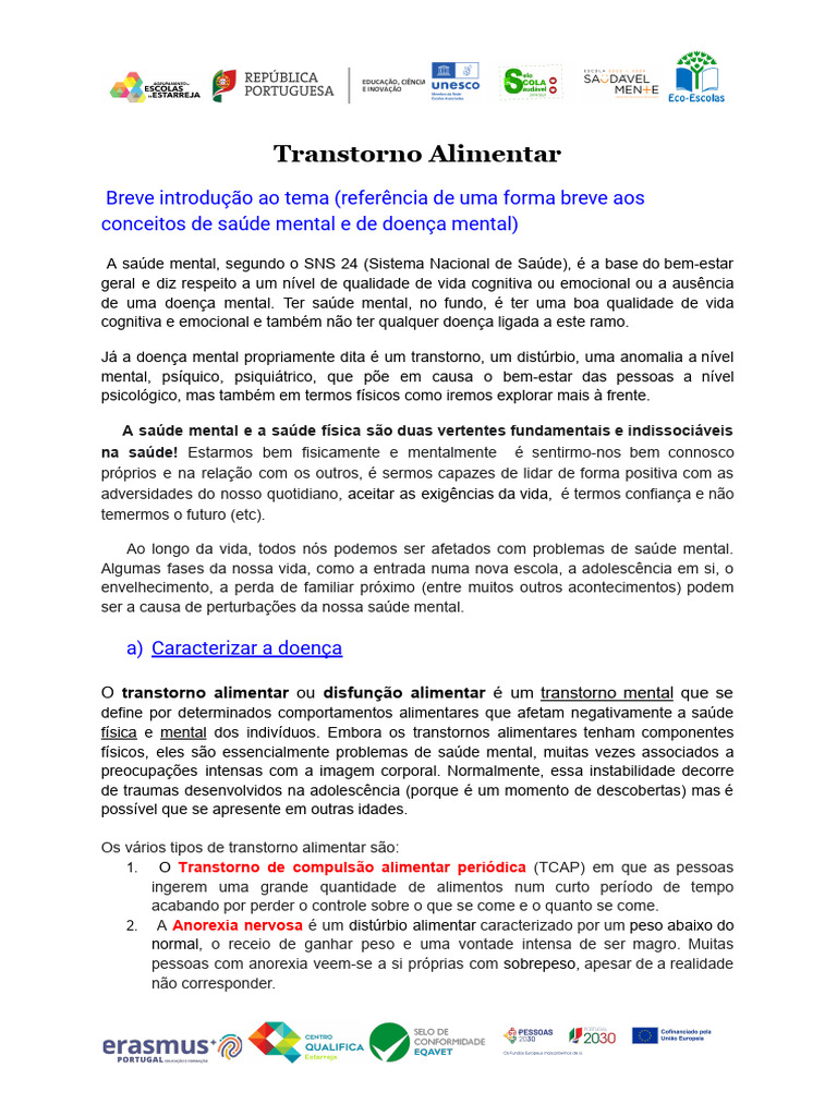 Transtorno Alimentar 12º A | PDF | Distúrbio alimentar | Distúrbio mental