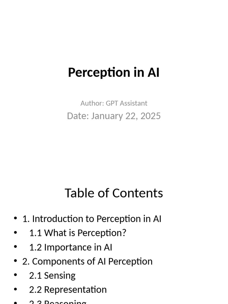 Perception in AI Chapter1 | PDF