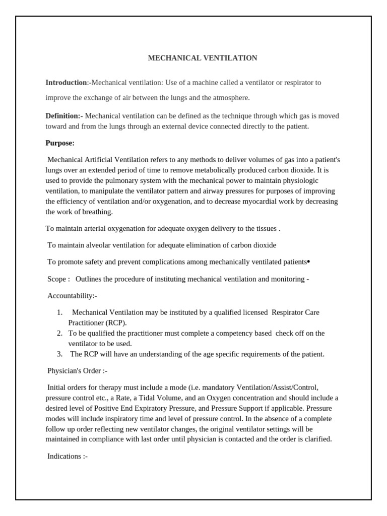 Mechanical ventilation | PDF | Clinical Medicine | Pulmonology