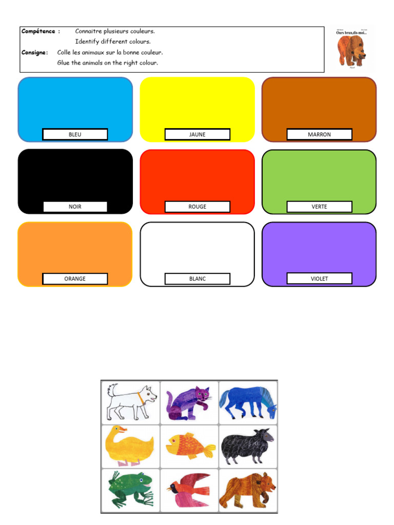 Apprendre les couleurs avec des animaux | PDF