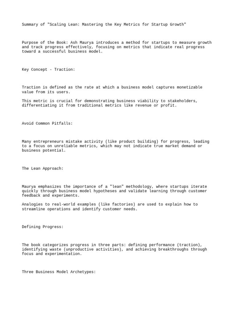 Scaling Lean Metrics for Startup Growth | PDF
