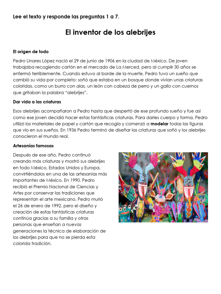 Lectura El Inventor de Los Alebrijes | PDF | Artes Decorativas | México