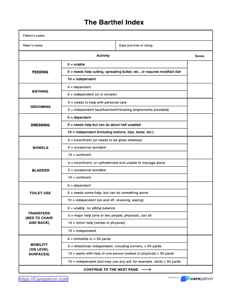Barthel-Index Neurology | PDF | Medicine | Health Care