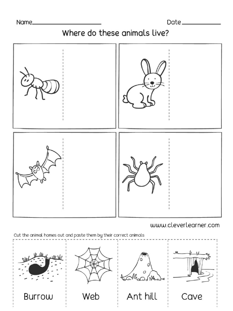 Animal Homes Kindergarten Printables 04 | PDF