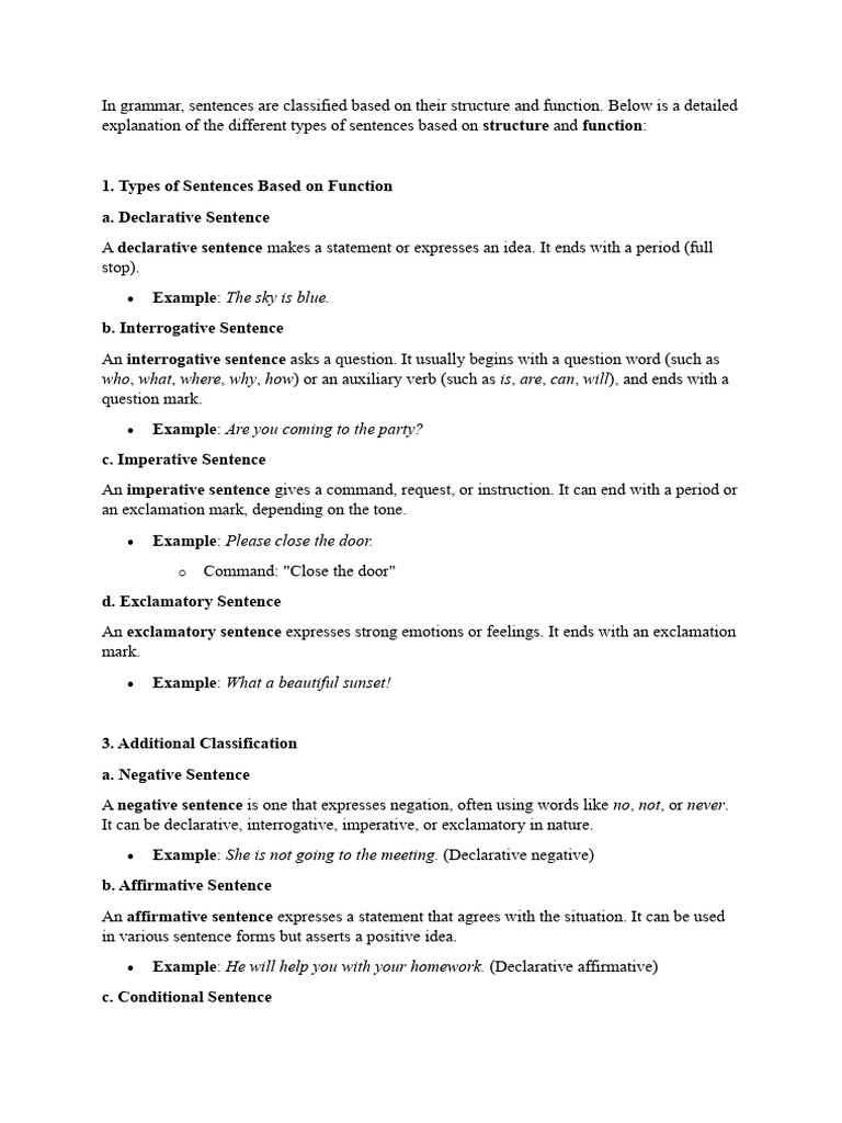 Sentences and its types | PDF | Sentence (Linguistics) | Clause
