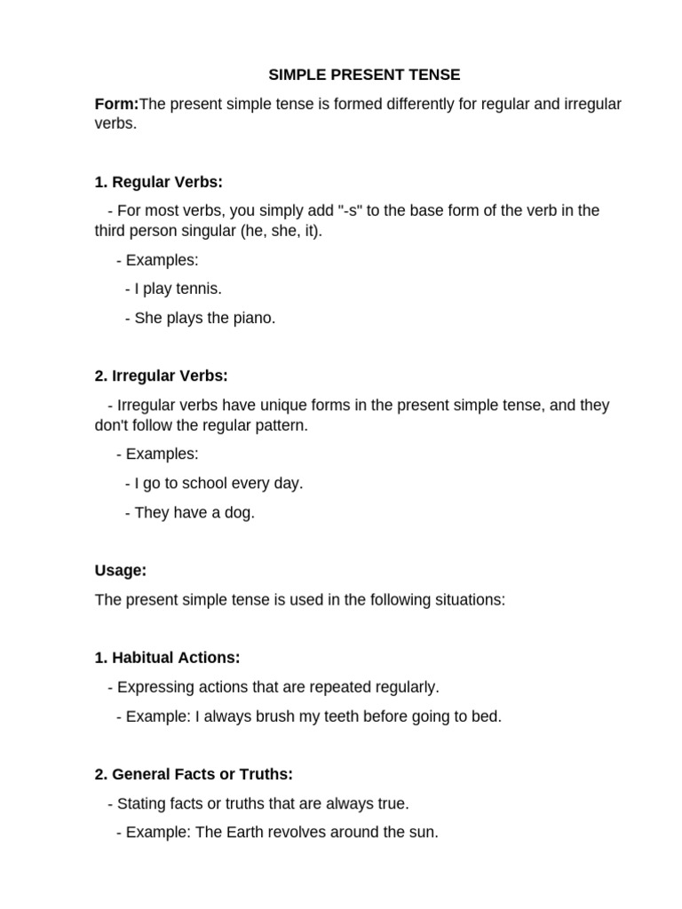 Understanding Simple Present Tense | PDF