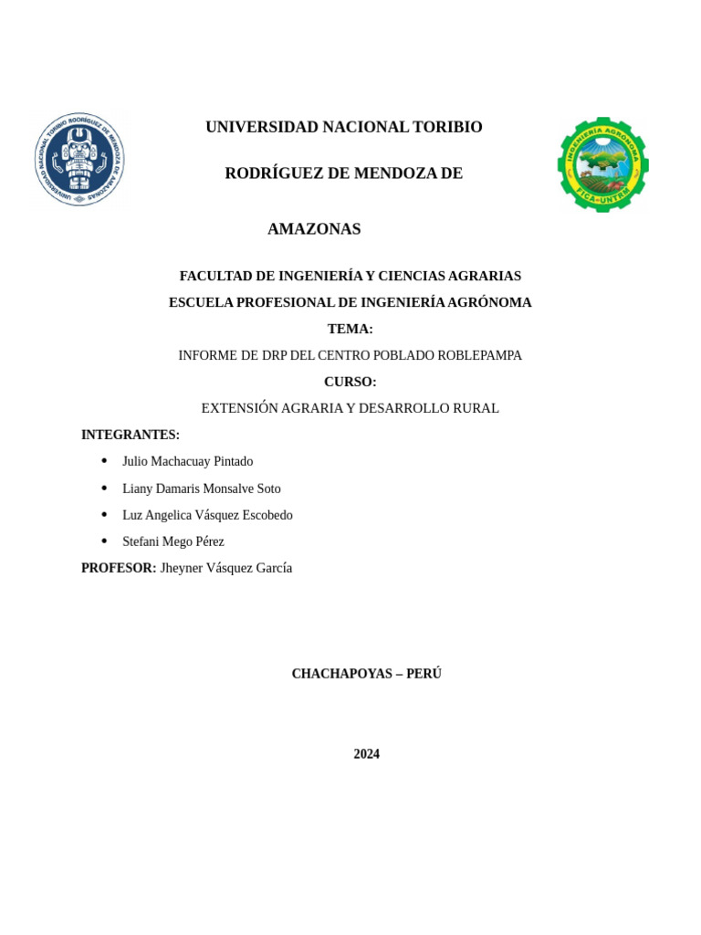 Informe de Extensión DRP Roblepampa | PDF | Agricultura | Cosecha