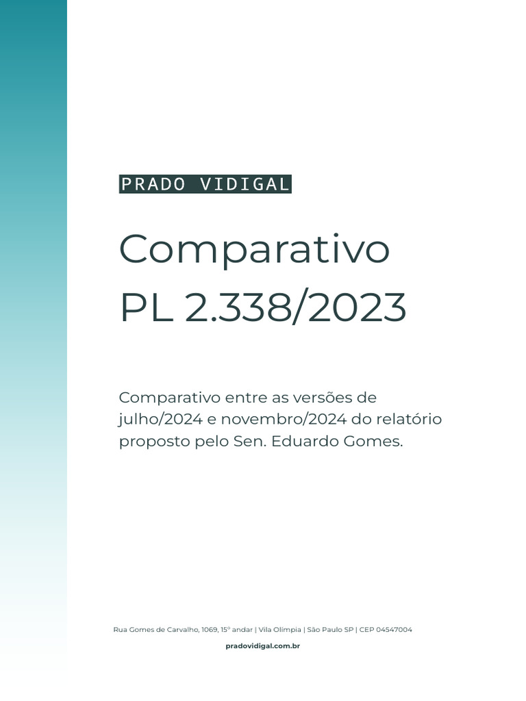 Comparativo do PL 2.338/2023: Análise 2024 | PDF | Inteligência ...