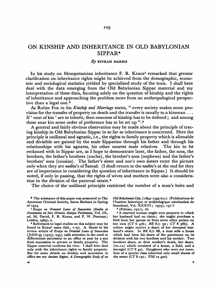 On Kinship and Inheritance in Old Babylonian Sippar | PDF | Kinship ...