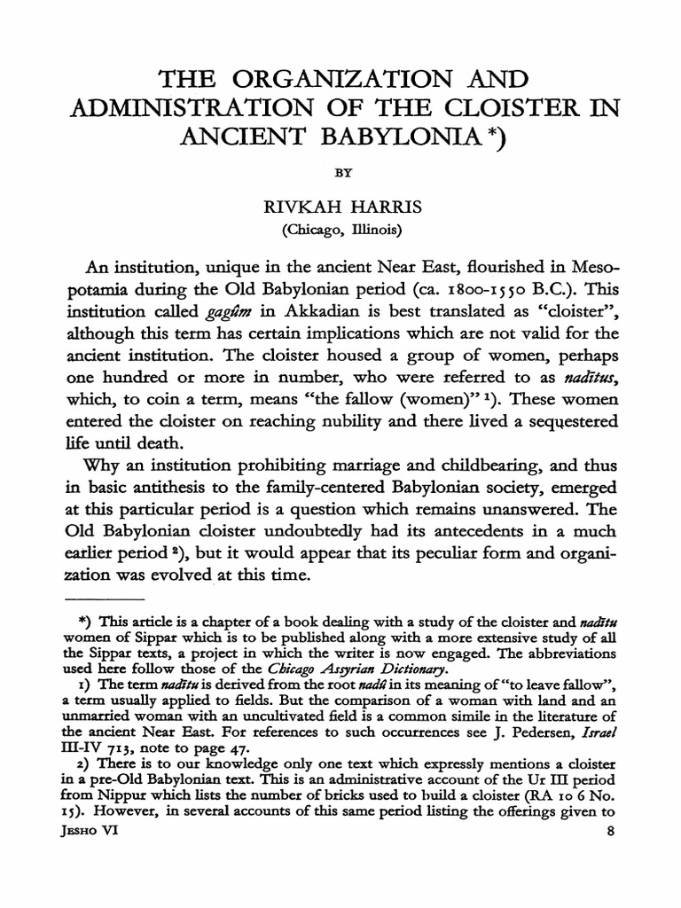 The Organization and Administration of The Cloister in Ancient ...