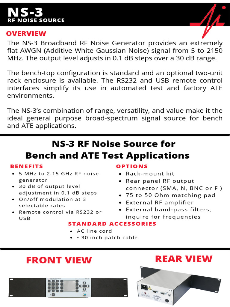 Applied NS-3 - RF Noise Source - Datasheet | PDF | Bandwidth (Signal ...