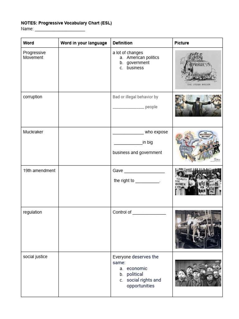 0 Unit 2 Vocabulary WS - ESL | PDF