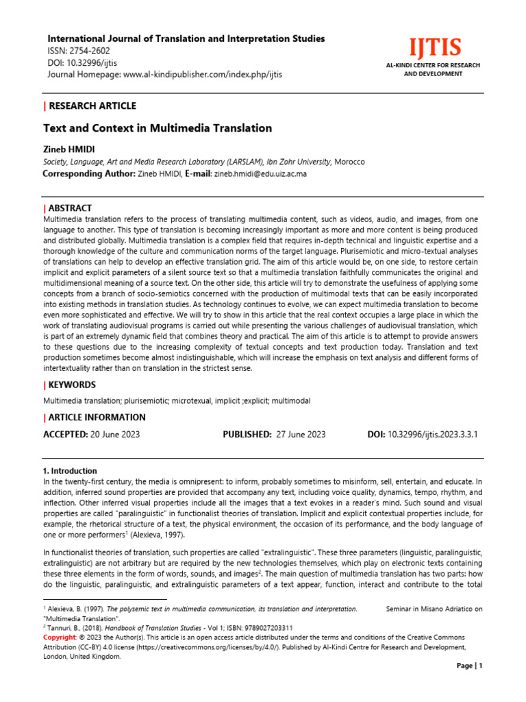 Text and Context in Multimedia Translation | PDF | Translations | Linguistics