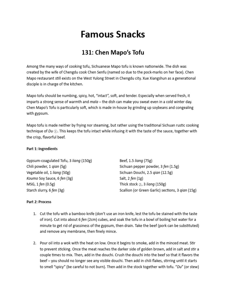 Mapo Tofu, Final Translation | PDF | Tofu | Foods