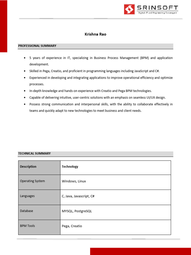 Krishna Resume | PDF | Business Process Management | Computer Science