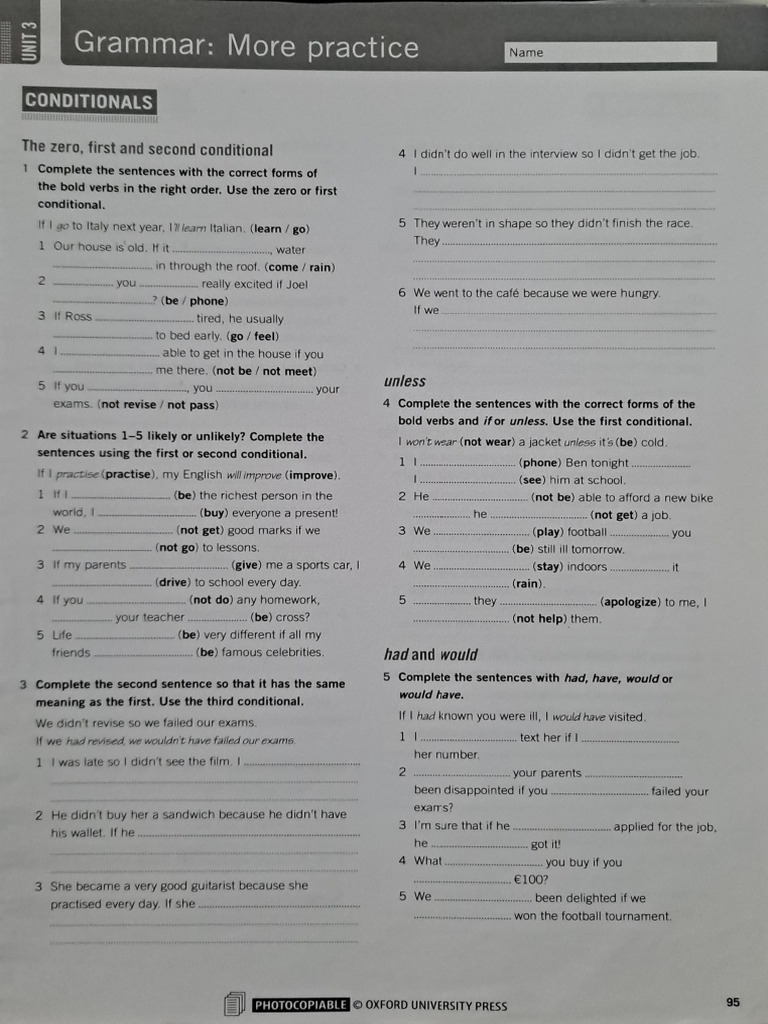 Conditionals Extra Practice - Move On 1 | PDF