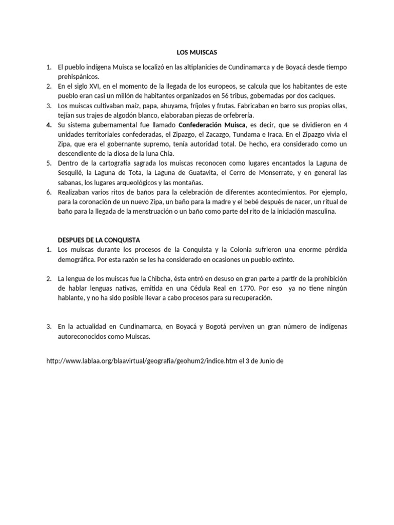 Los Muiscas | PDF