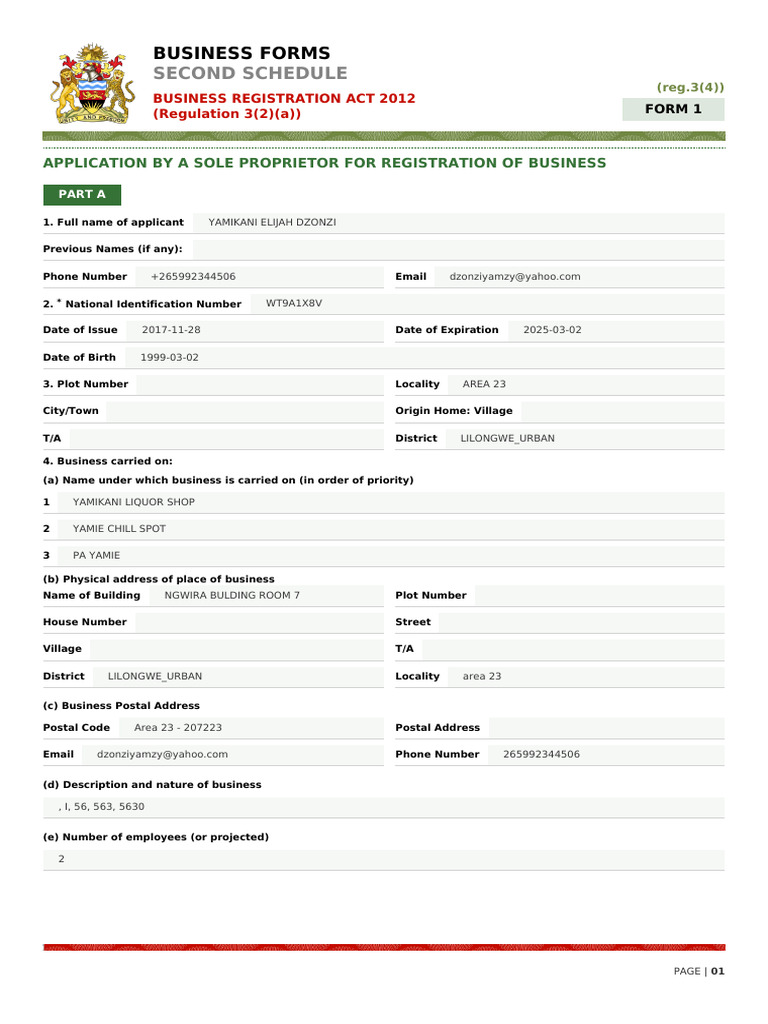 Brn-Ert8bep-Application For Business Registration - Sole | PDF