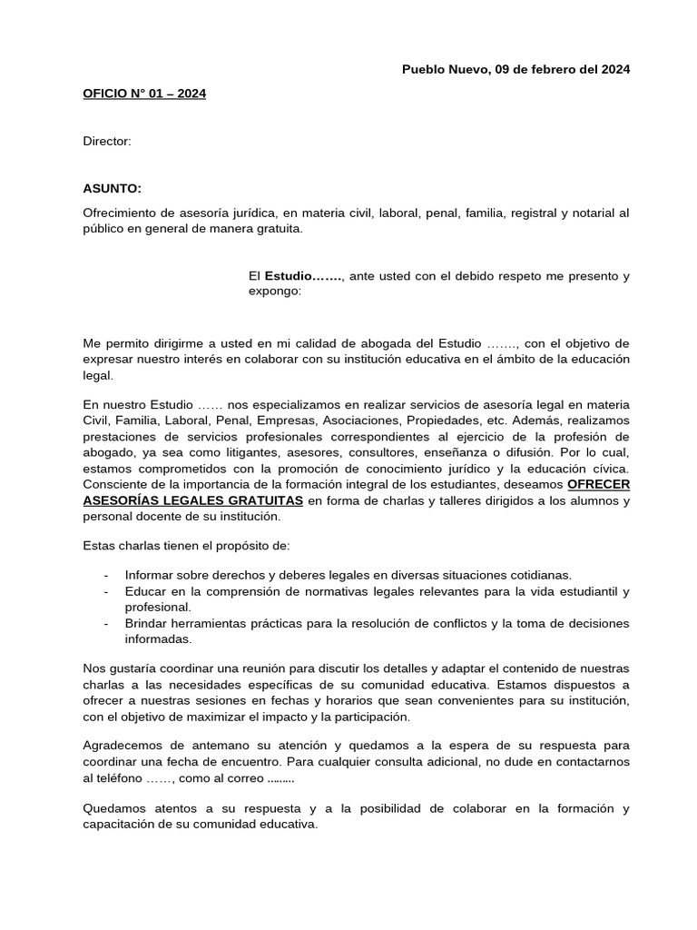 Oficio para Institución Educativa | PDF