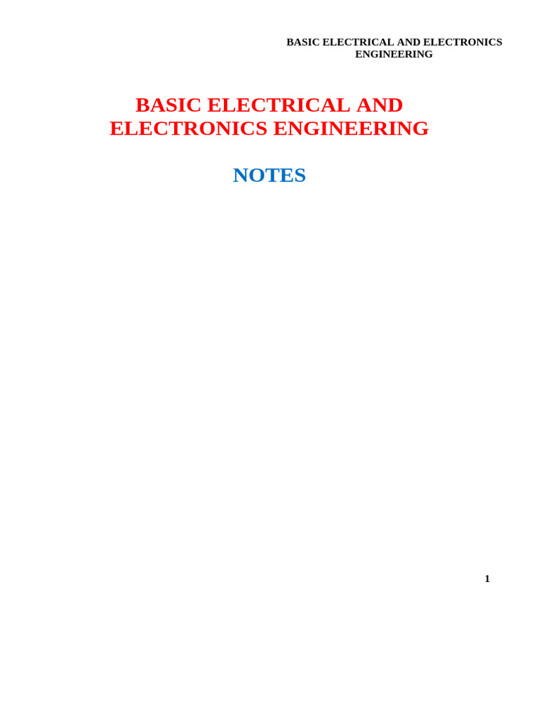 Beee Digital Notes 2020 | PDF | Series And Parallel Circuits | Inductor
